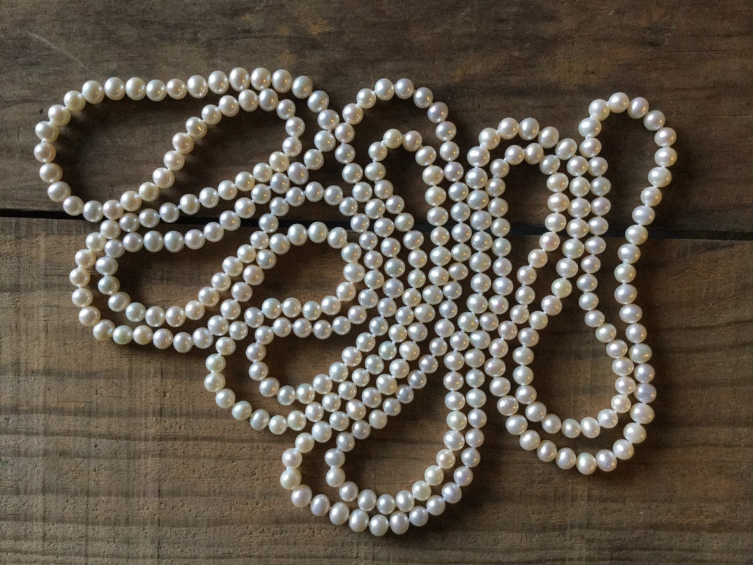 Fresh Water White Cultured Pearls 100” Strand - Etsy