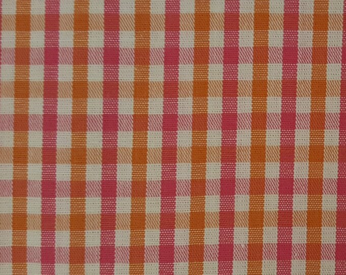 Orange and Raspberry Check Fabric – #T85 Tattersall Tricheck T-85 ...