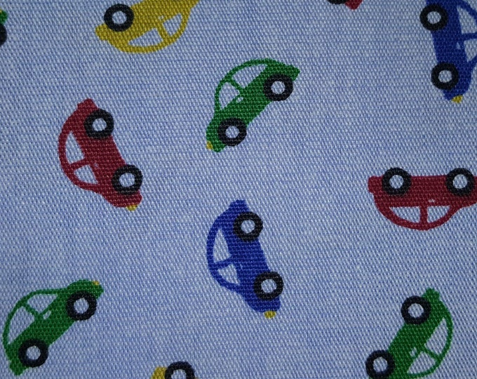 Car Print Fabric Cars on Blue Chambray – Print #2220 Tossed Cars ...