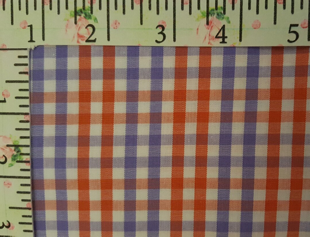 Orange and Purple Check Fabric – #T92 Tattersall Tricheckt-92 Purple ...