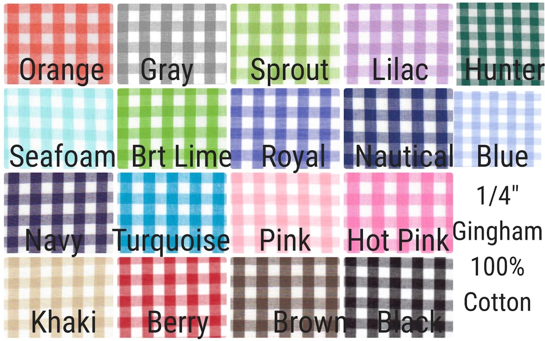 1/4" Gingham Fabric WOVEN 57W Choose Your Color Woven Gingham Yard ...