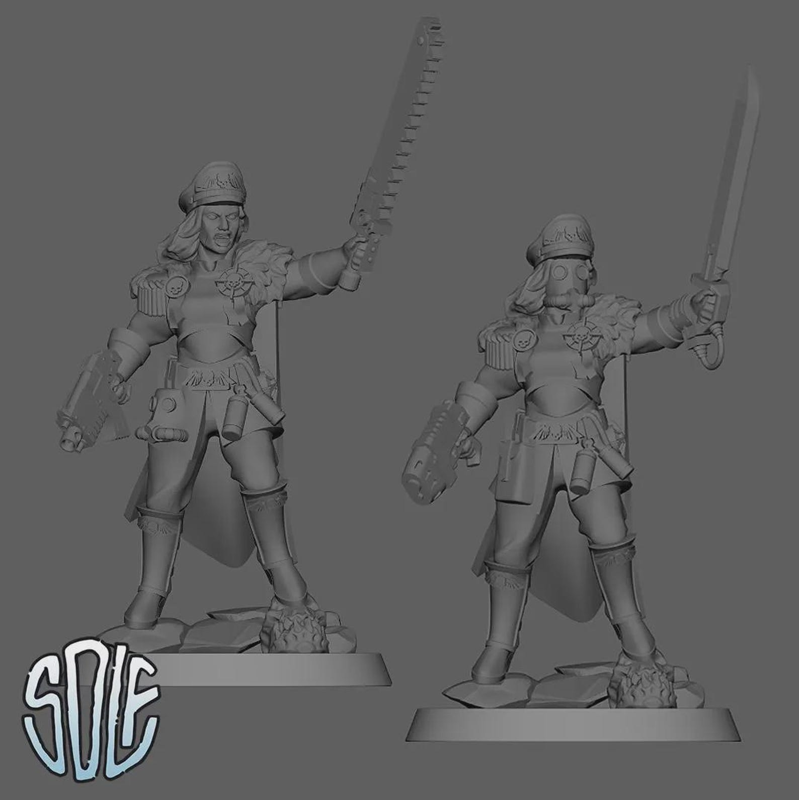 Grimdark Female Commissar Guard Model Tabletop Sci Fi Wargaming ...