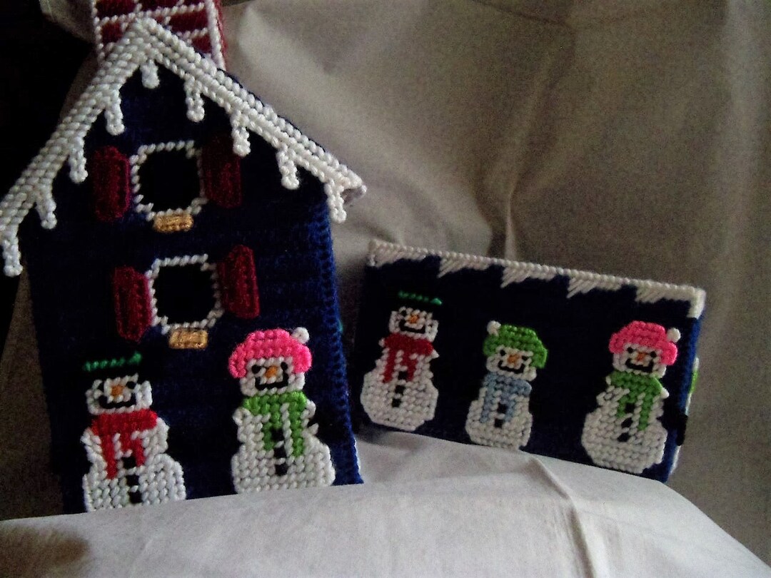 Snow People Family Birdhouse Tissue Box Cover and Napkin Holder Set - Etsy