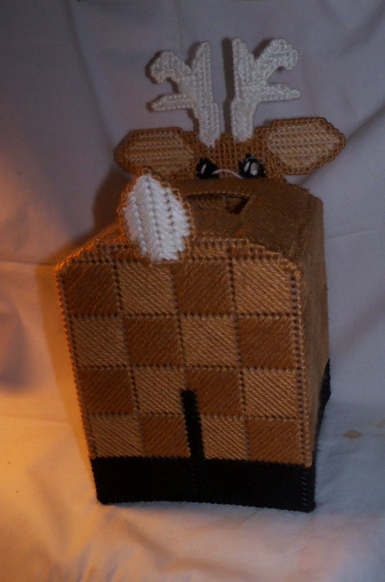 Handmade Plastic Canvas Rudolph Tissue Box Cover - Etsy