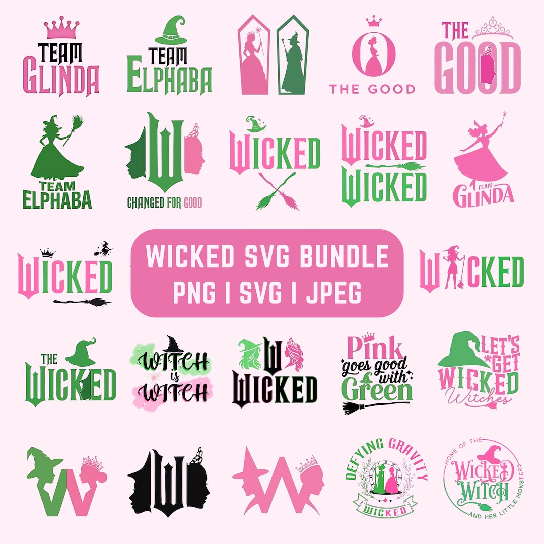 Wicked Svg, Wicked 2025 Bundle Png, Wicked Pink and Green Svg, Wicked ...