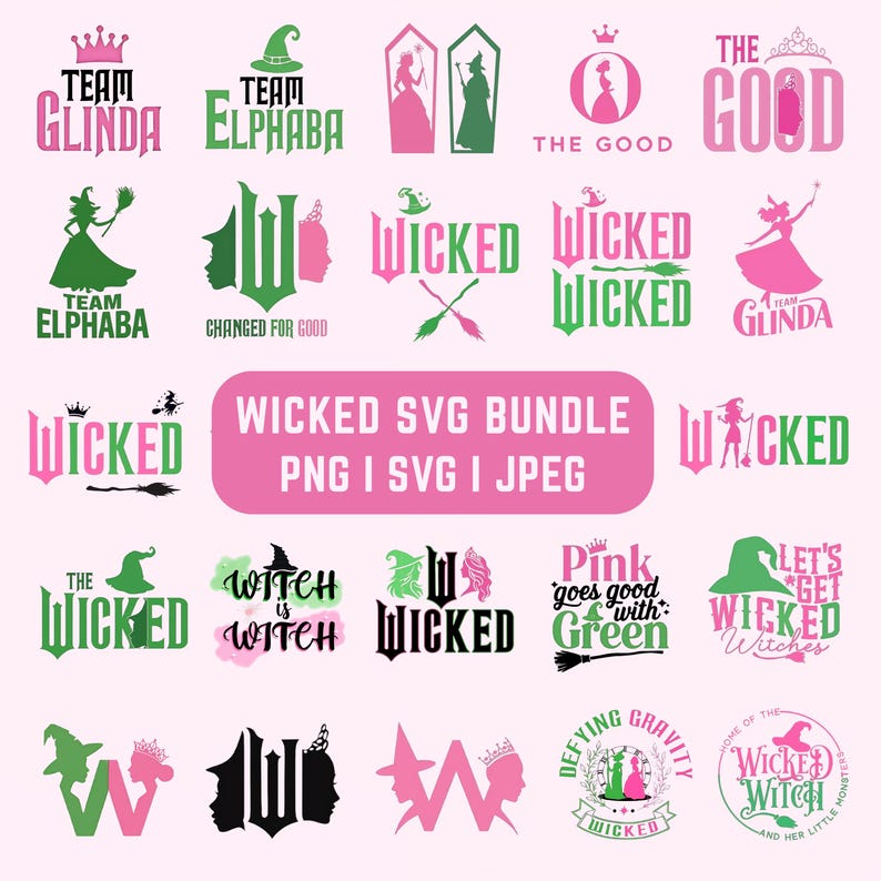 Wicked Svg, Wicked 2025 Bundle Png, Wicked Pink and Green Svg, Wicked ...