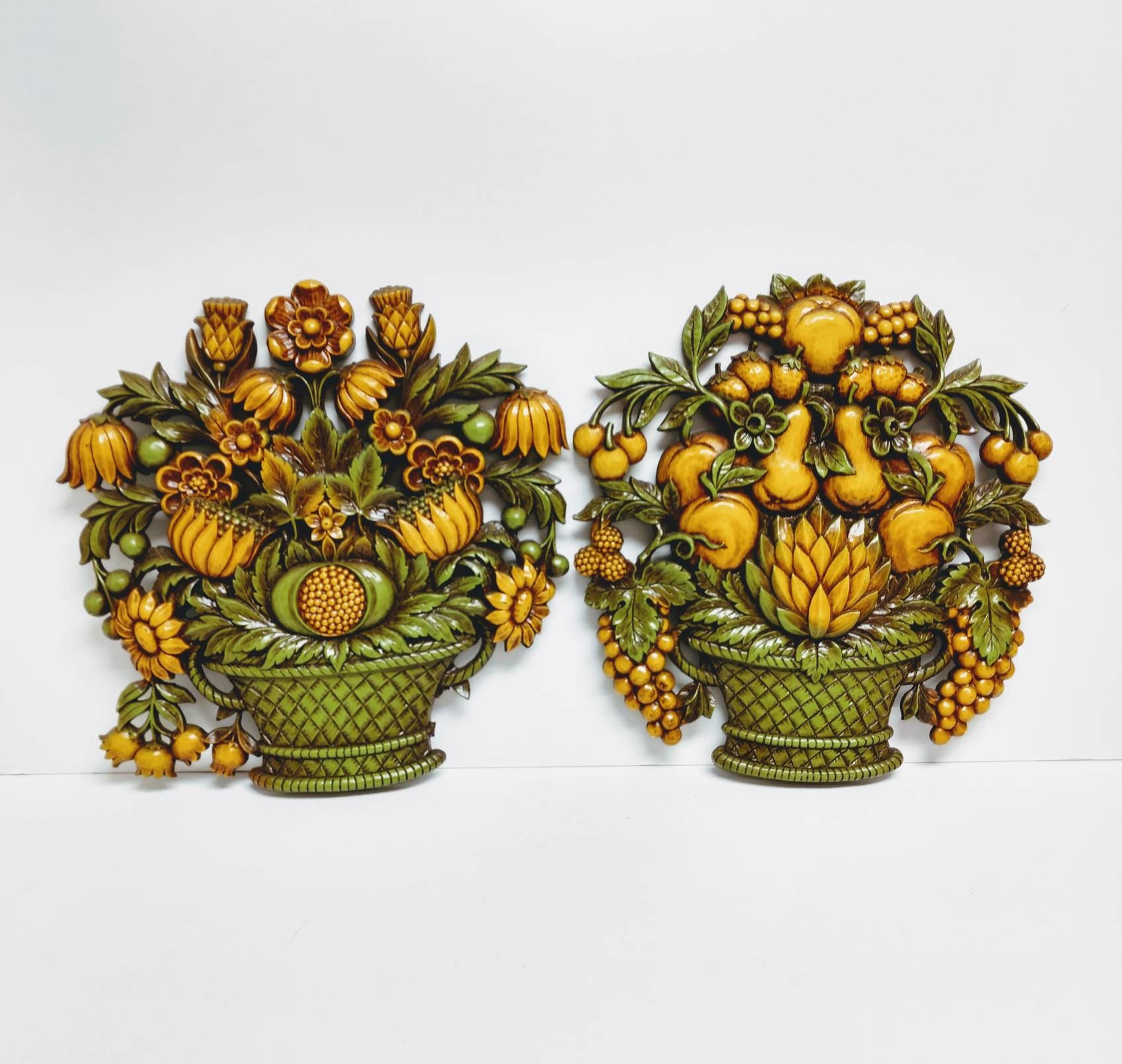 Wall Plaques Syroco Fruit and Flowers 5260 Set of 2 MCM Retro | Etsy