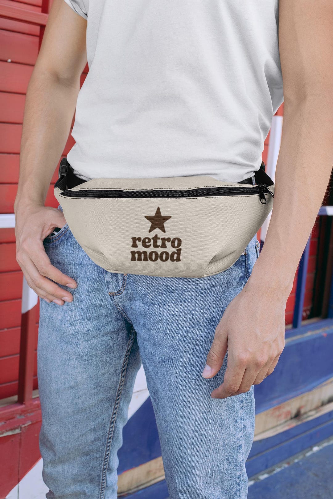 Vintage Fanny Pack, Retro Mood Waist Bag, Minimal Beige Belt, Unisex ...