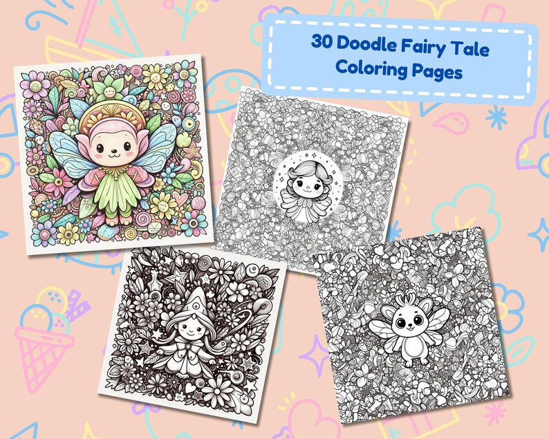 Doodle Fairy Tale Coloring Book Vol.4 | Fun Illustrations (printable ...