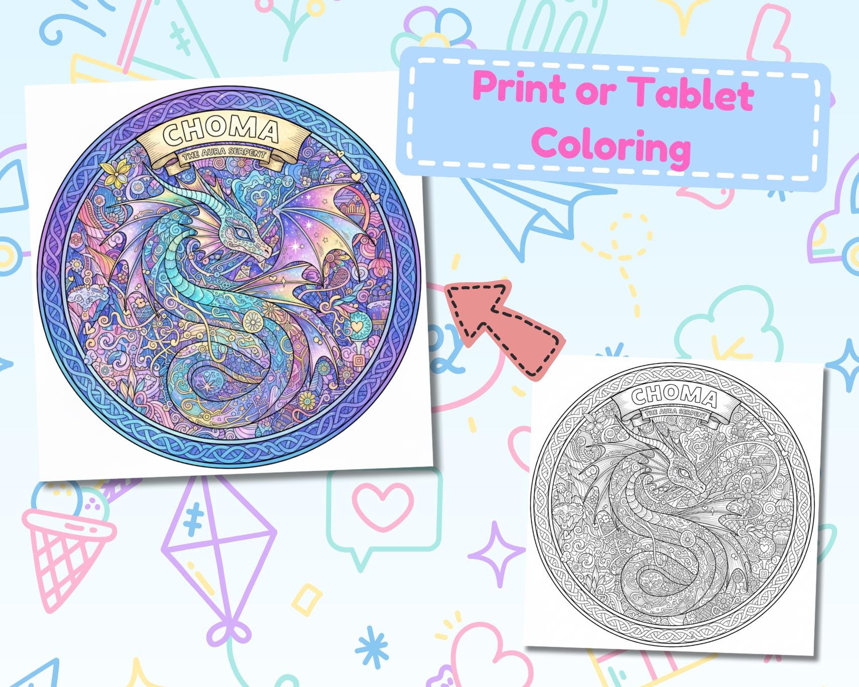 50 Legendary Dragons Doodle Coloring Book : Fun Illustrations for ...