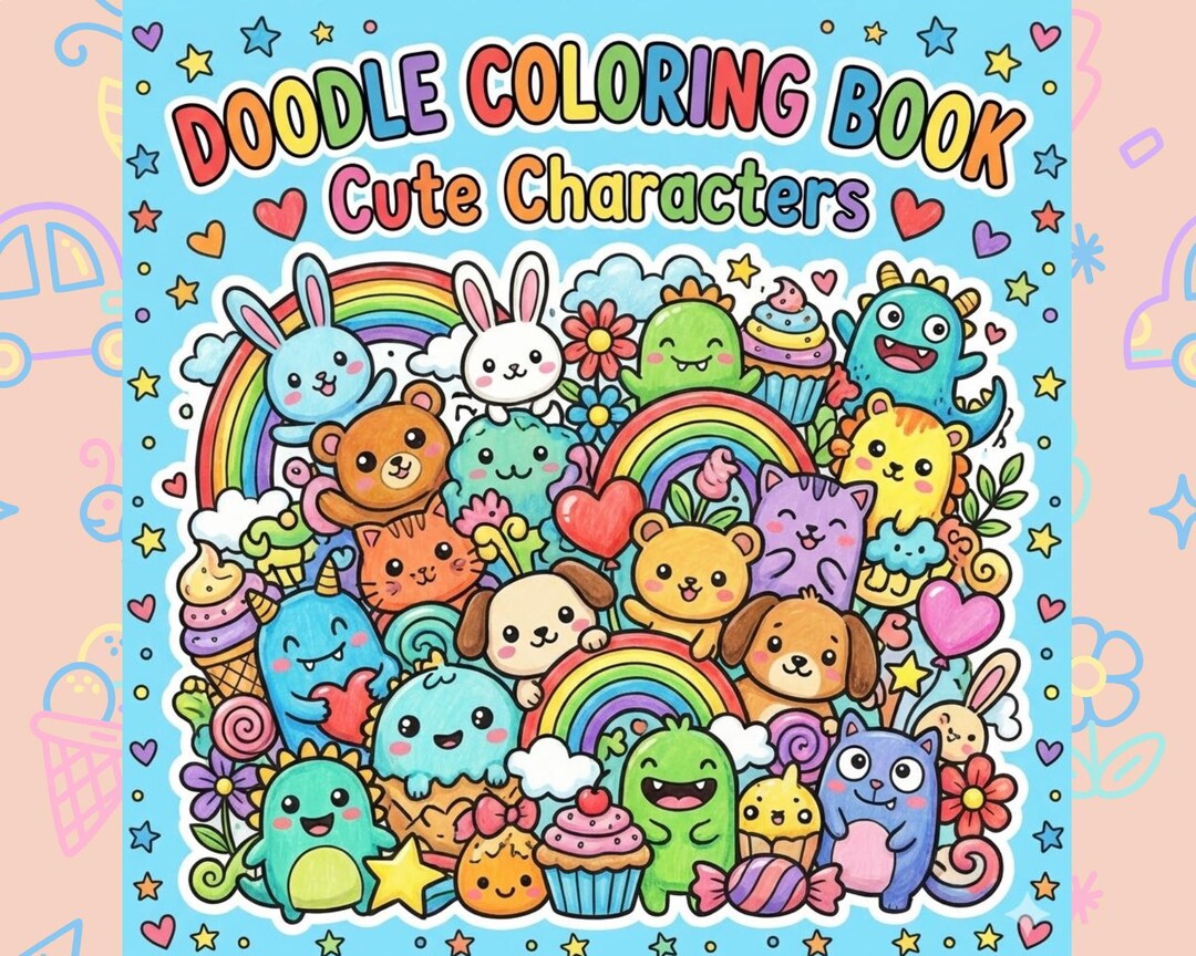 Doodle Characters Coloring Book | Fun Illustrations (digital Download ...