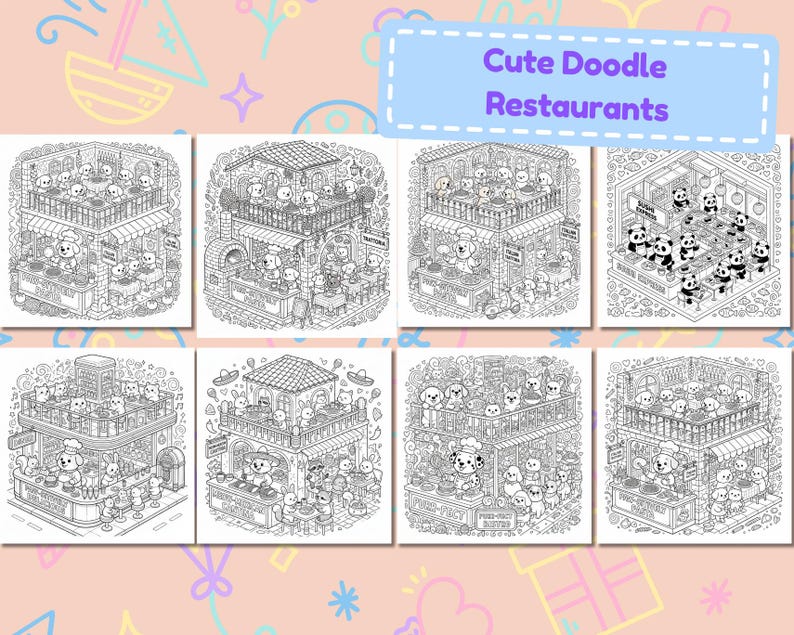 Doodle Restaurant Coloring Book Vol. 2 | Fun Food Illustrations ...