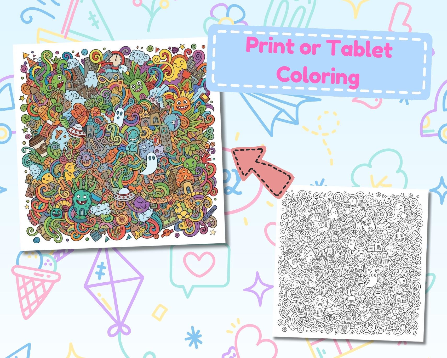 Doodle Art Coloring Pages Vol 2 | Fun Illustrations for Adults and Kids ...