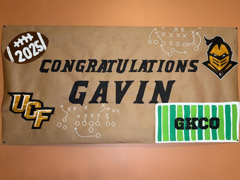 Custom Hand Painted Brown Paper Banner - Etsy
