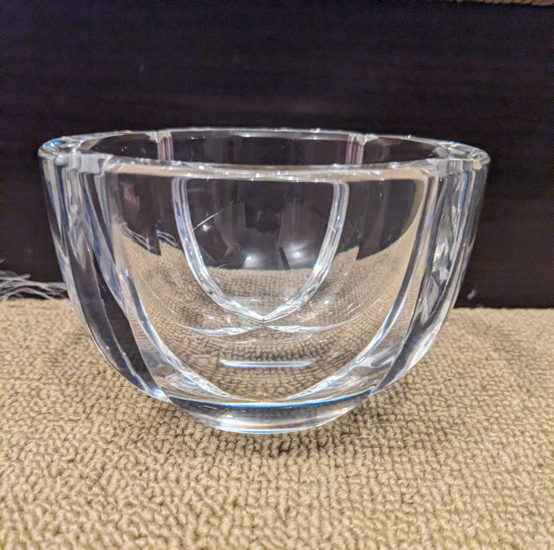 Crystal Bowl Art Glass Modern Geometric Display Piece MCM - Etsy