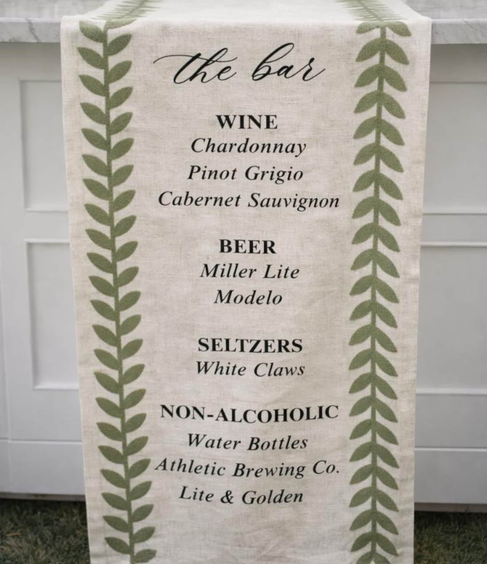 Custom Linen Wedding Bar Sign, Open Bar Wedding Sign, Fabric Drink Menu ...