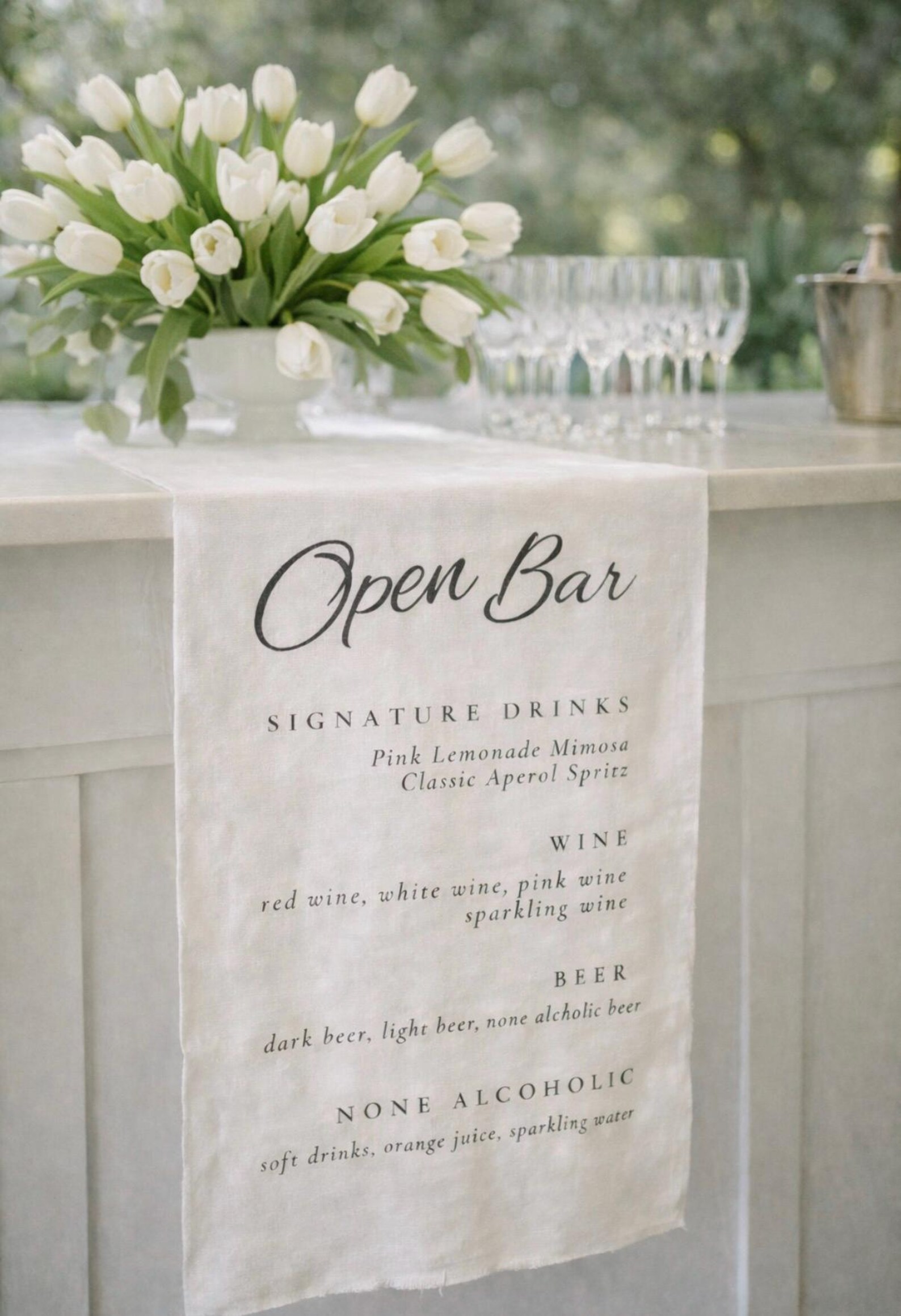 Custom Linen Wedding Bar Sign, Open Bar Wedding Sign, Fabric Drink Menu ...