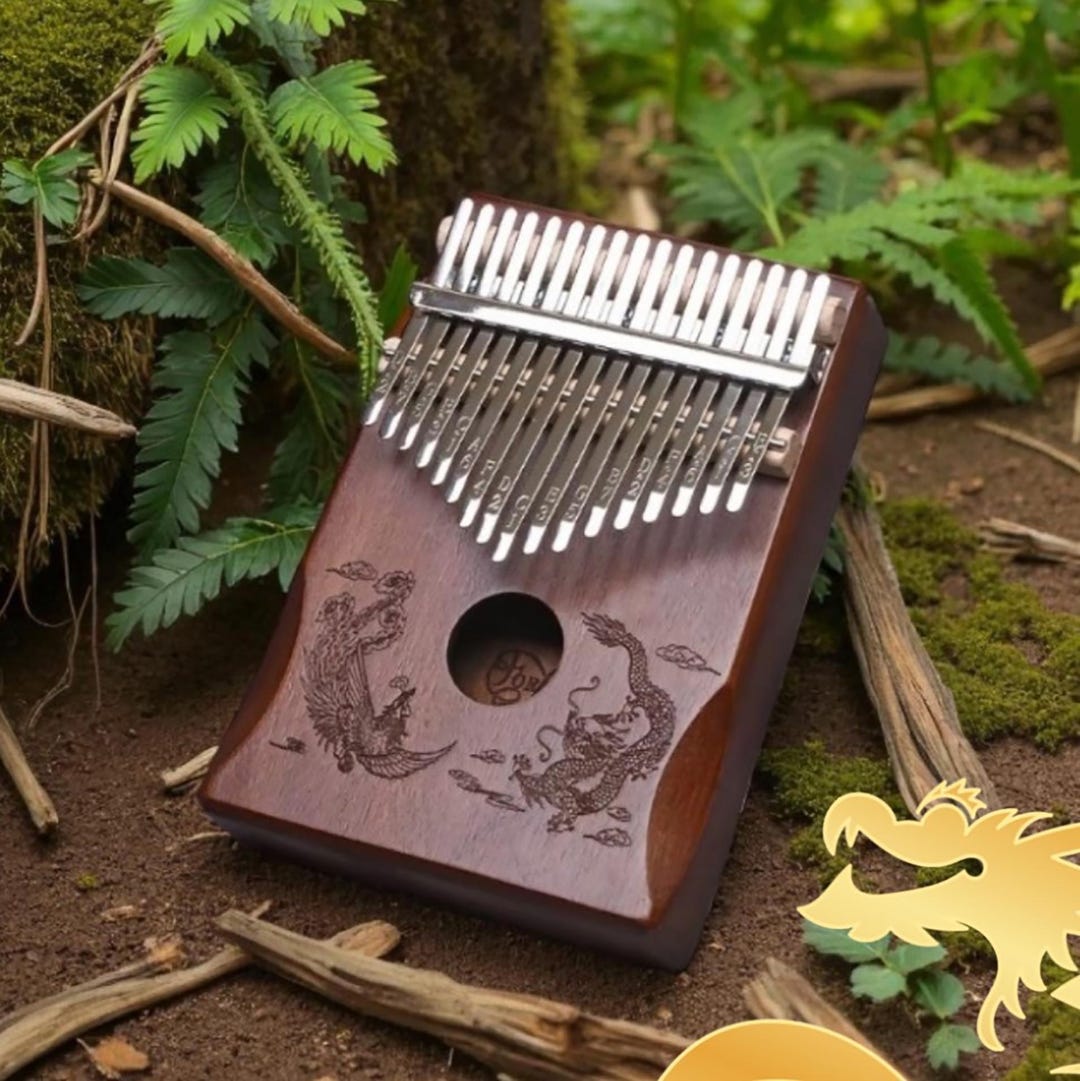 17-key Dragon Phoenix Engraved Kalimba | Wooden African Thumb Piano ...