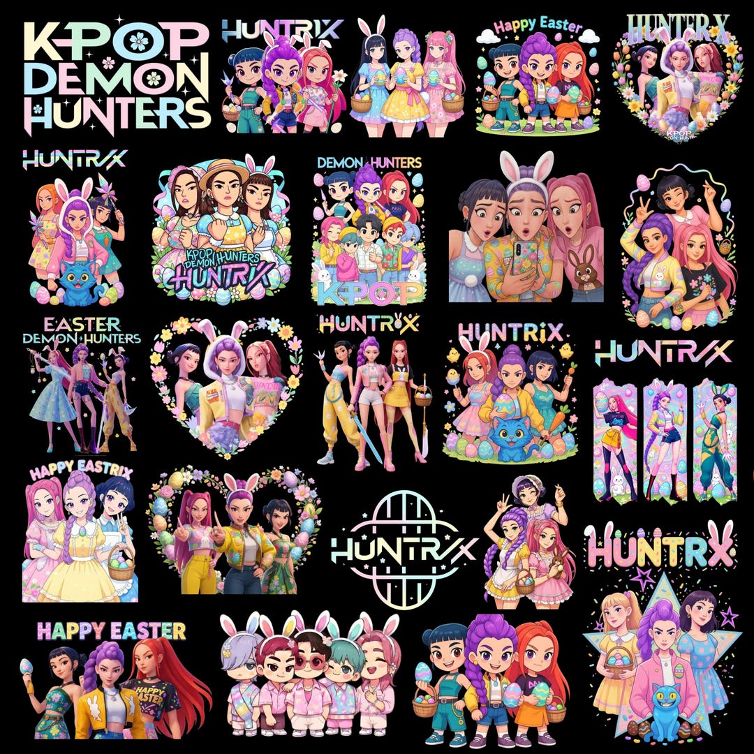 Huntrix Easter Day PNG Bundle, Happy Easter Day Png, Kpop Huntrix ...