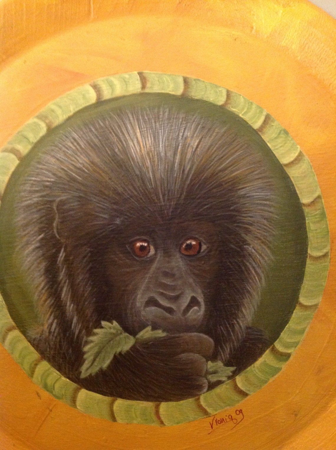 Monkey Decorative Plate Hand Painted on Bamboo Wood - Etsy