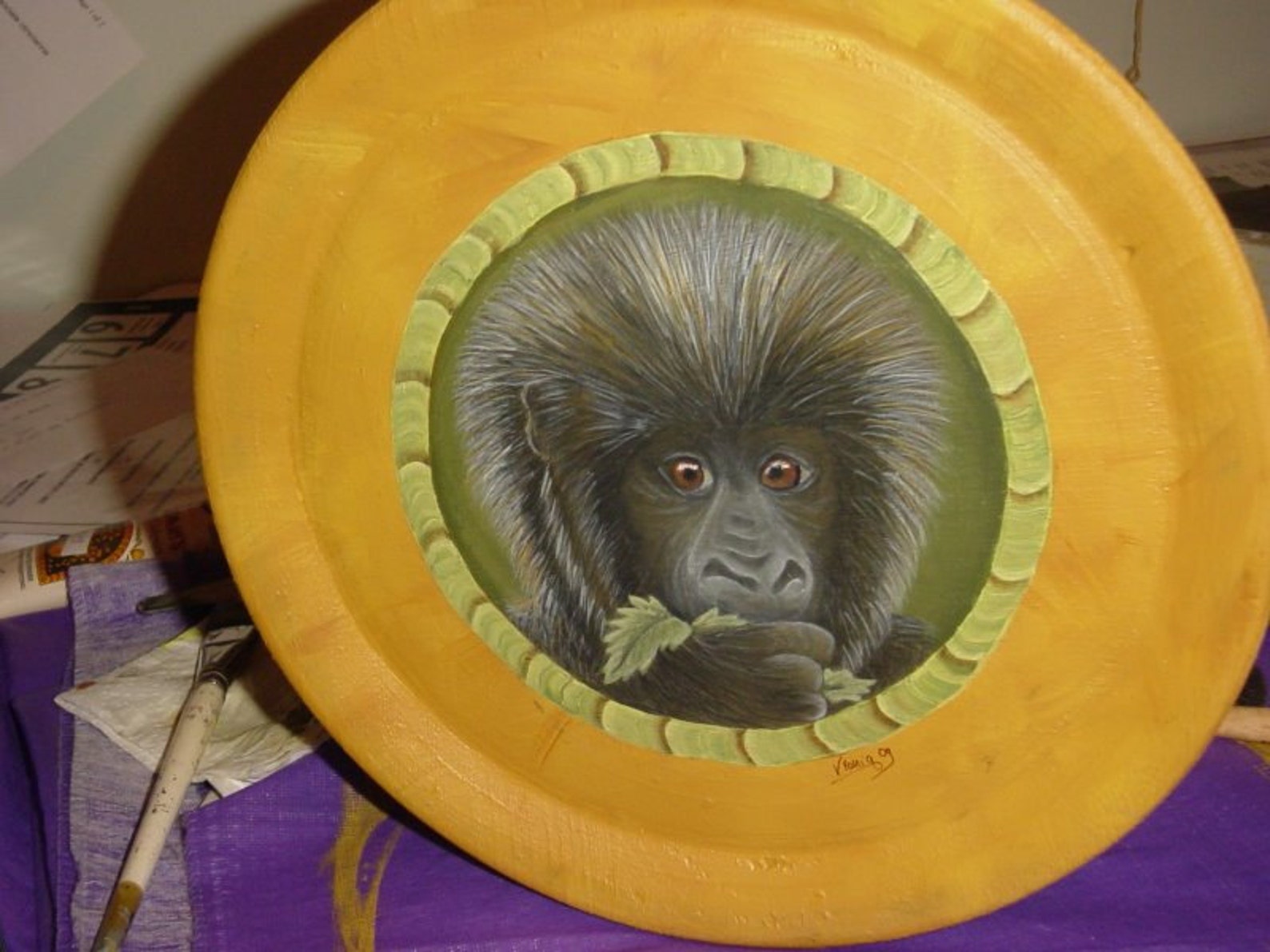 Monkey Decorative Plate Hand Painted on Bamboo Wood - Etsy