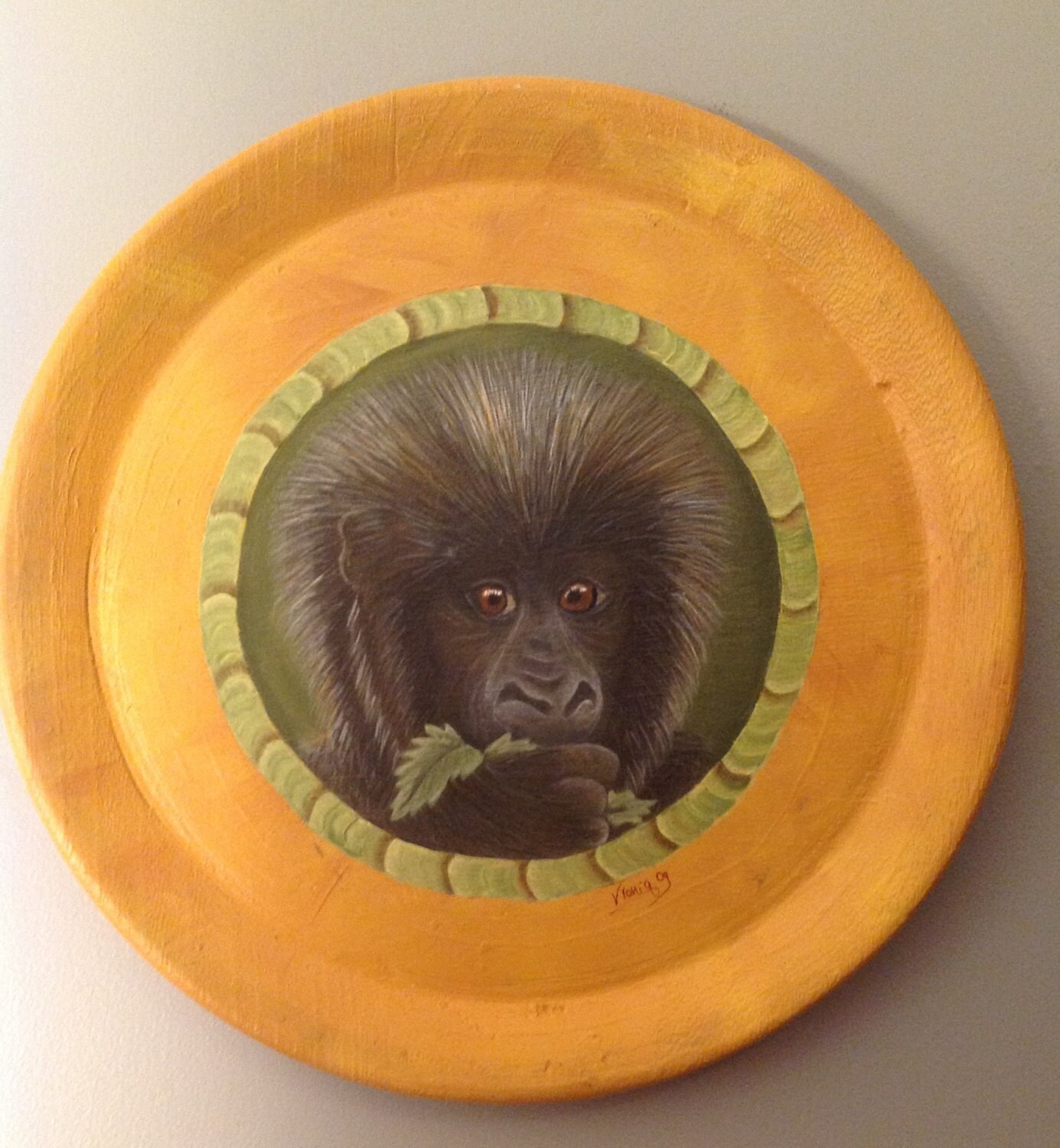 Monkey Decorative Plate Hand Painted on Bamboo Wood - Etsy