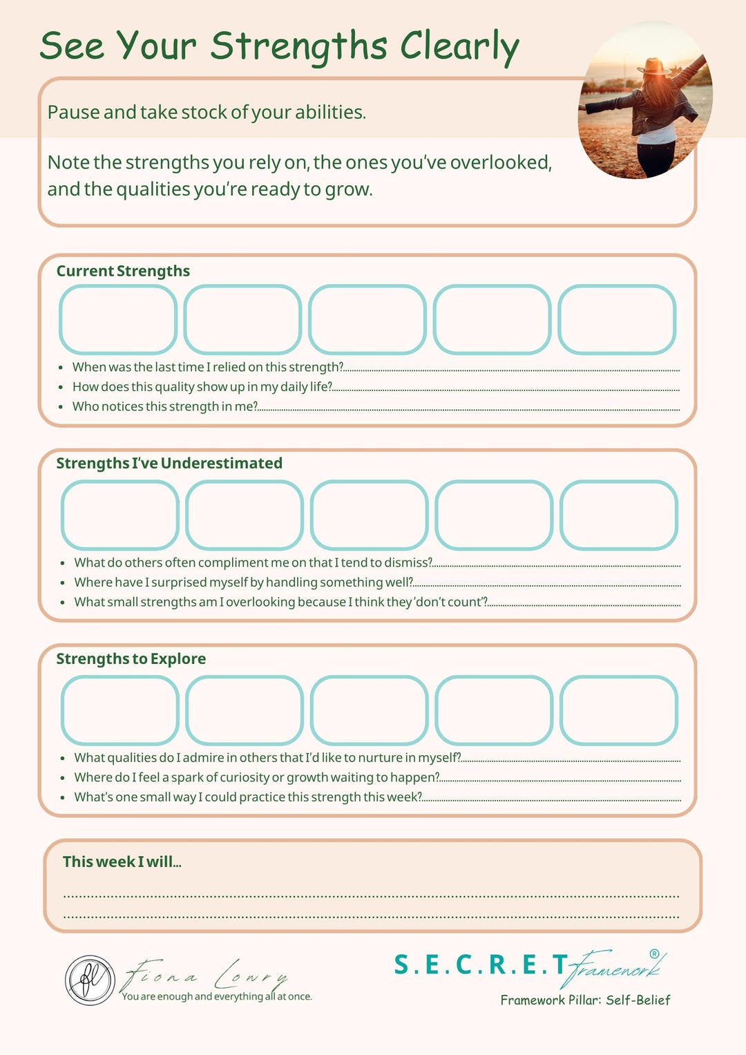 Printable Self-belief Worksheet for Adults | See Your Strengths ...
