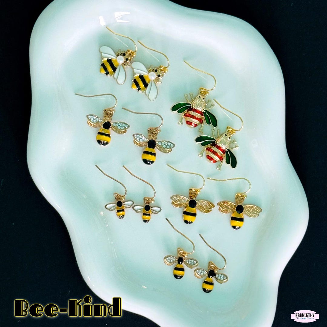 Bee Kind Collection: Handmade Gold Bee Earrings , Hypoallergenic Hooks ...