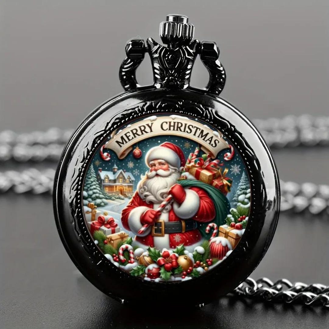 Santa Claus Pocket Watch Gift | Christmas Engraved Present for All ...