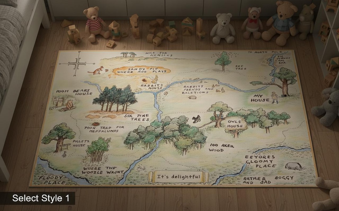 Personalized Storybook Map Rug, 100 Acre Wood Nursery Decor - Etsy