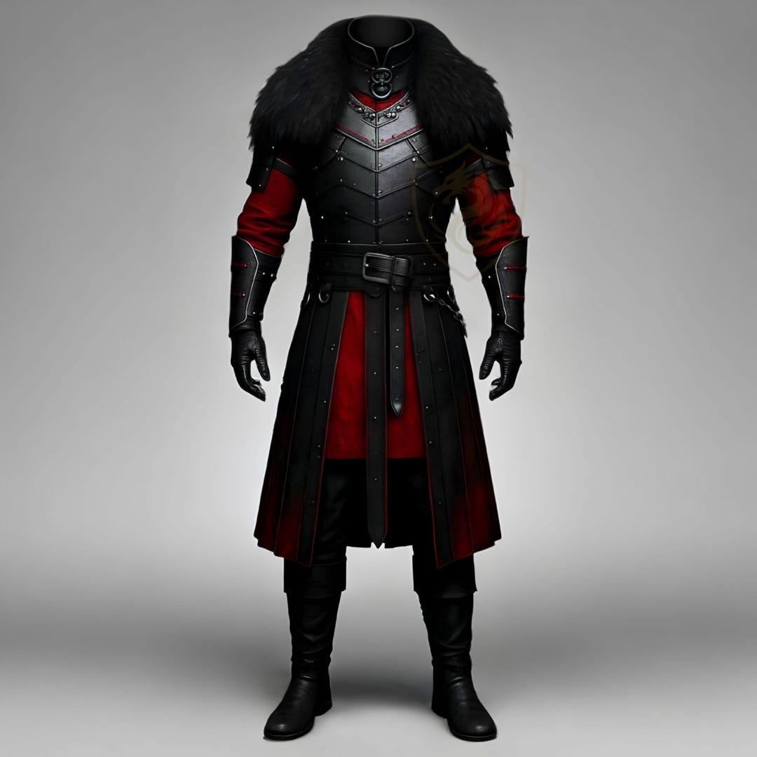 Dark Knight Leather Armor Coat Medieval Fantasy Costume Genuine LARP ...