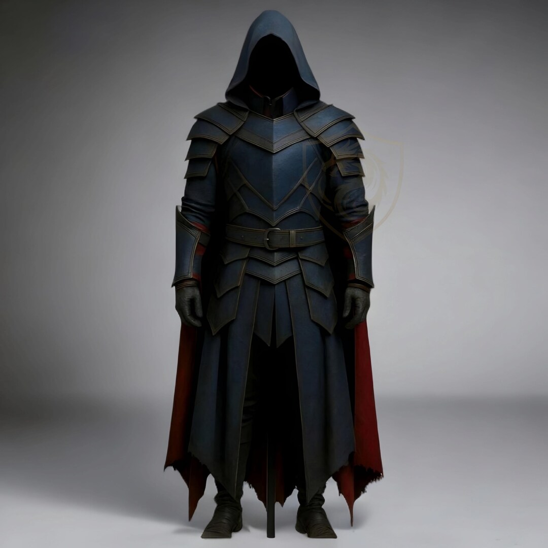Dark Fantasy Genuine Leather Medieval Armor Cosplay Outfit Hooded Cloak ...