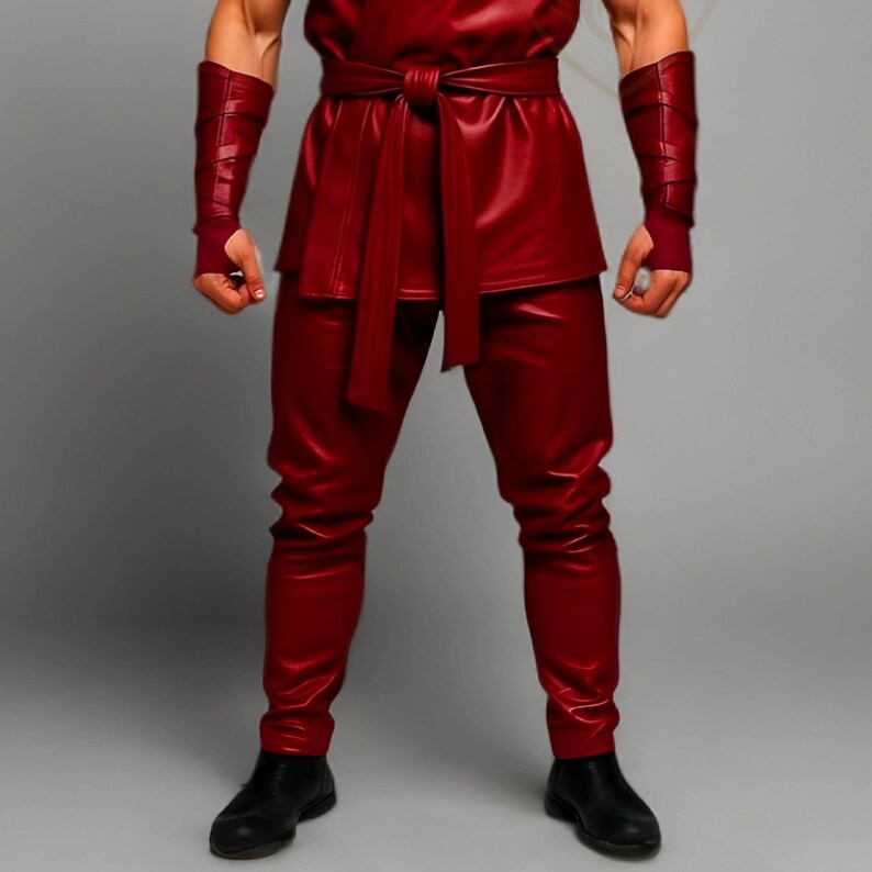 Medieval Assassin Cosplay Costume Genuine Leather Armor Hooded Vest Pants Bracers LARP ...