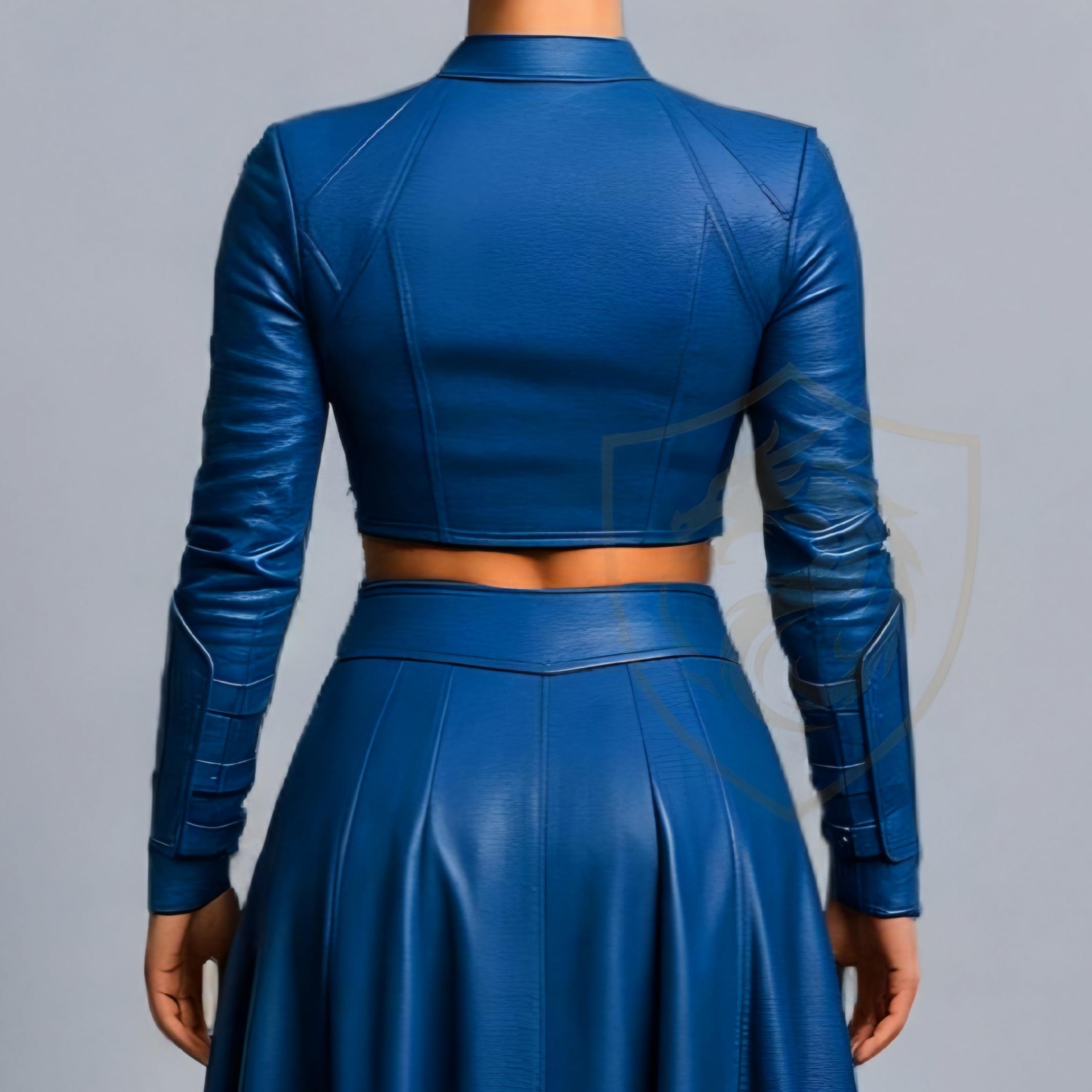Fantasy Blue Leather Armor Coat Cosplay Costume Gothic Trench Medieval ...