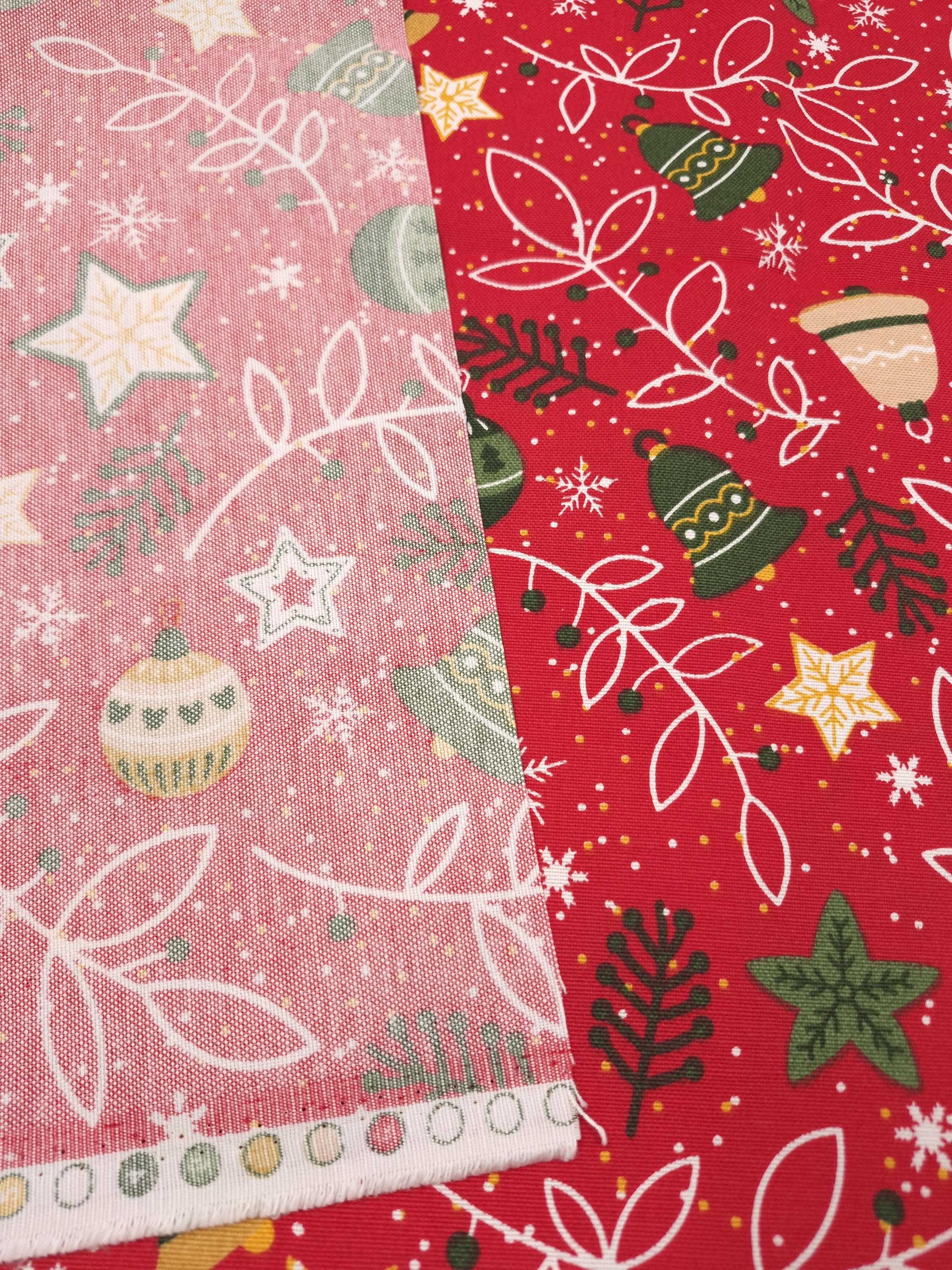 Christmas Table Cloth and Runner, Xmas Fat Quarters Canvas Fabric ...