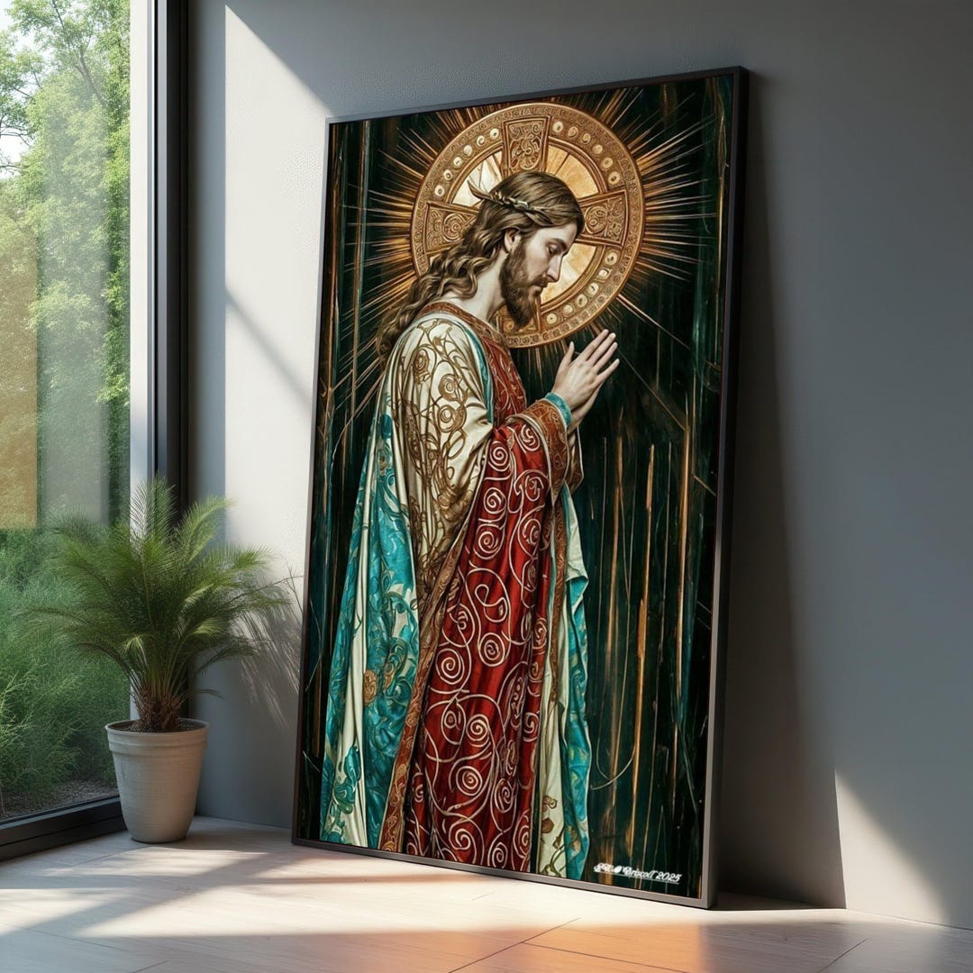Praying Jesus Christ Canvas Wall Art, Religious Christian Decor ...