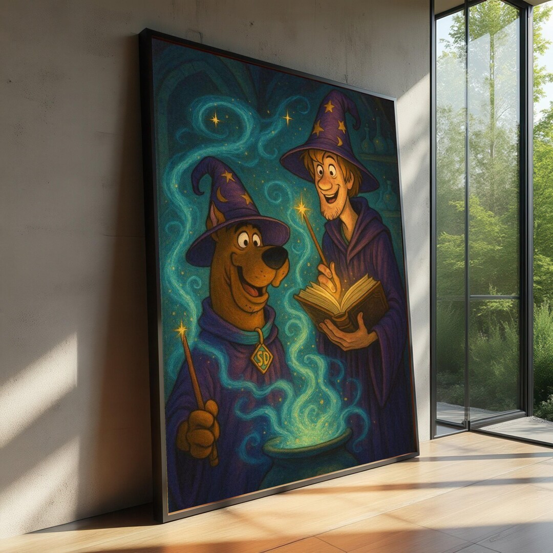 Magical Wizard Duo Canvas, Mystic Spellcasting Wall Art, Fantasy Home ...