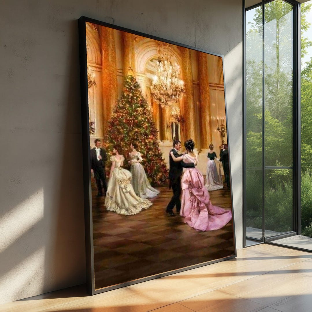 Elegant Victorian Ballroom Dance, Christmas Tree Canvas, Vintage ...
