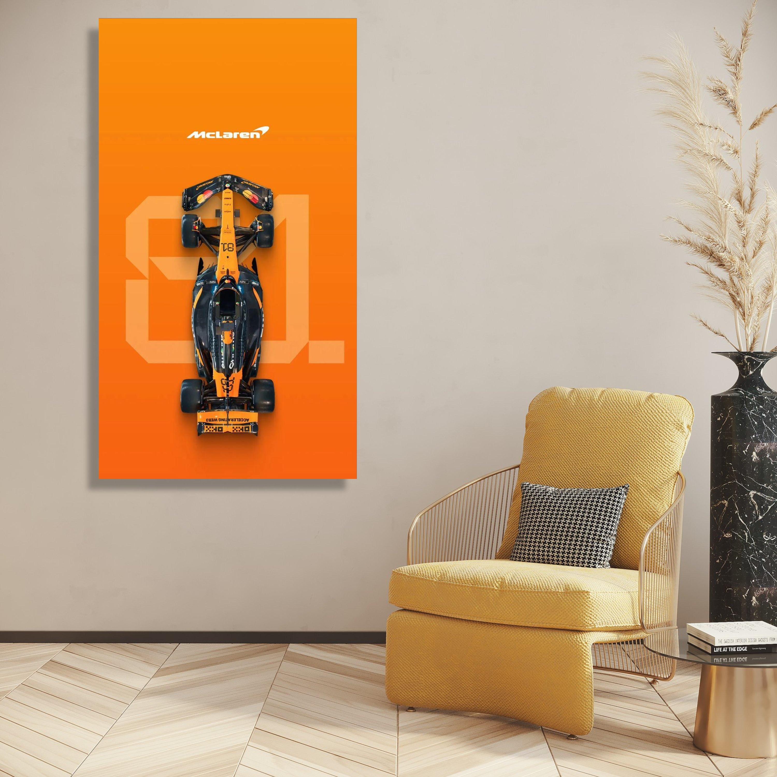 Mclaren Formula 1 Car Canvas, Racing Sports Wall Art, Orange Racing Car ...