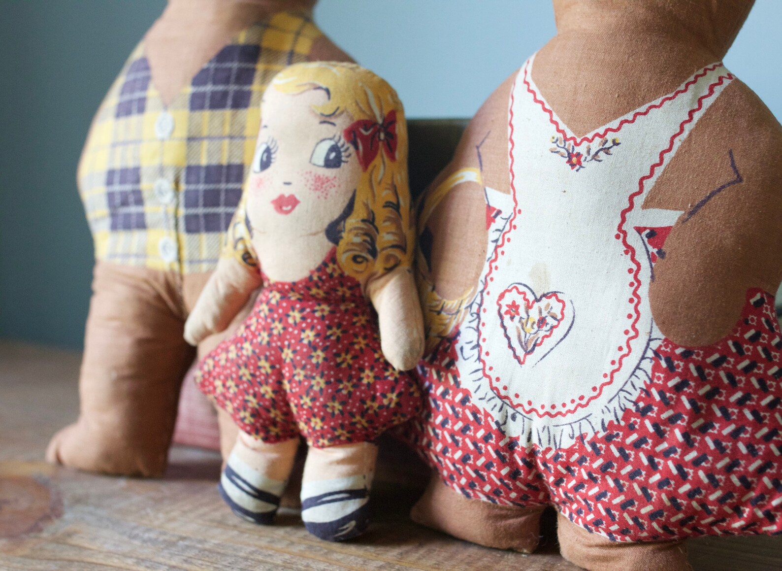 Vintage Plush Goldilocks and 2 Bears Set of Handmade Dolls | Etsy