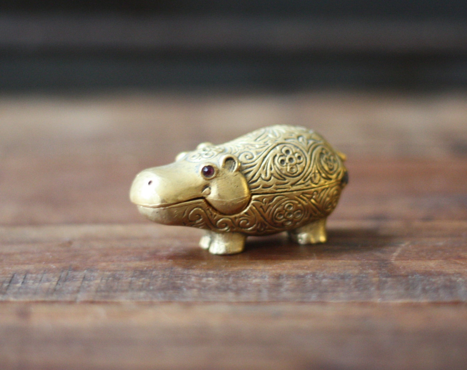 Rare Vintage Brass Hippo Shaped Max Factor Perfume Locket Pill Box ...