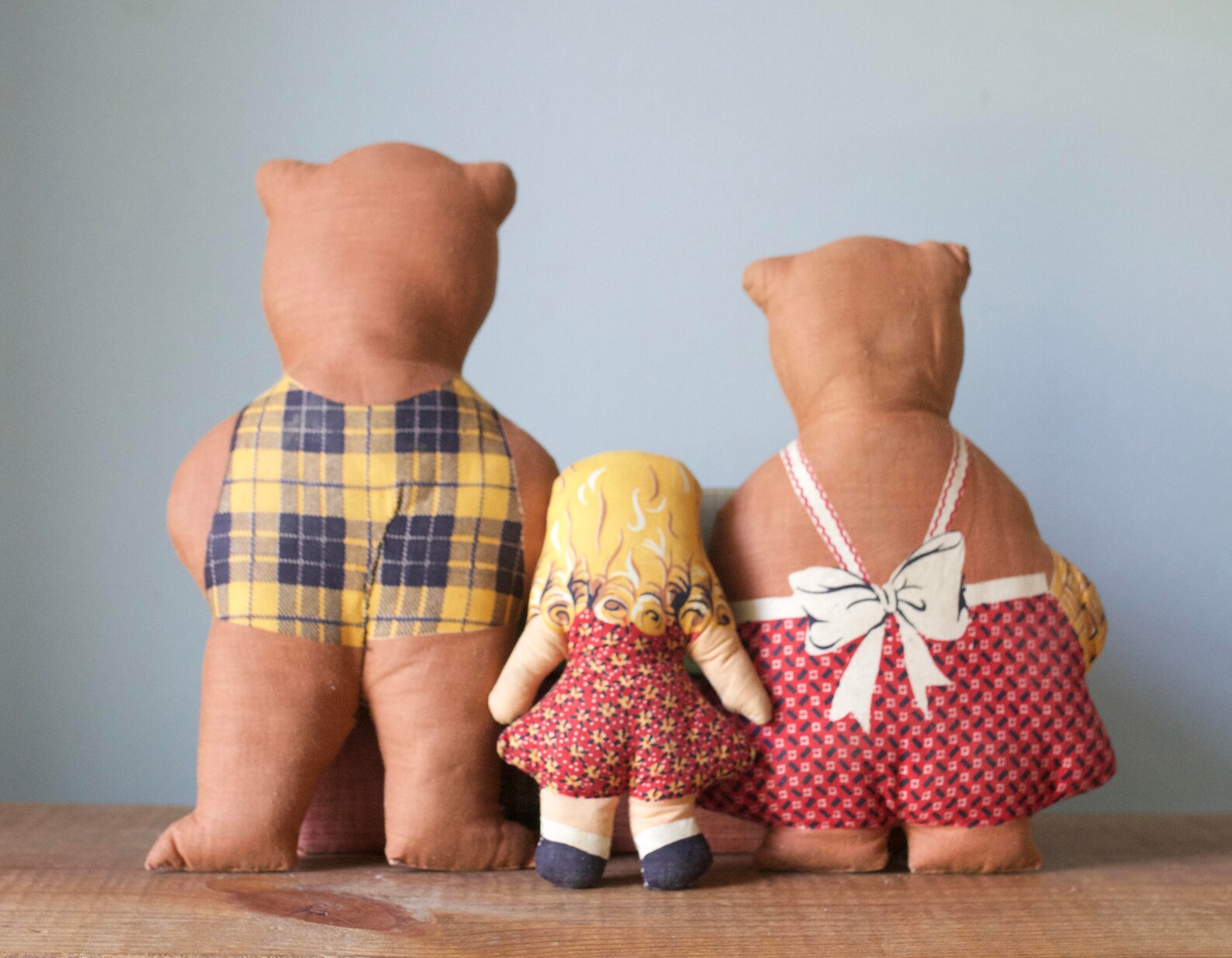 Vintage Plush Goldilocks and 2 Bears Set of Handmade Dolls | Etsy