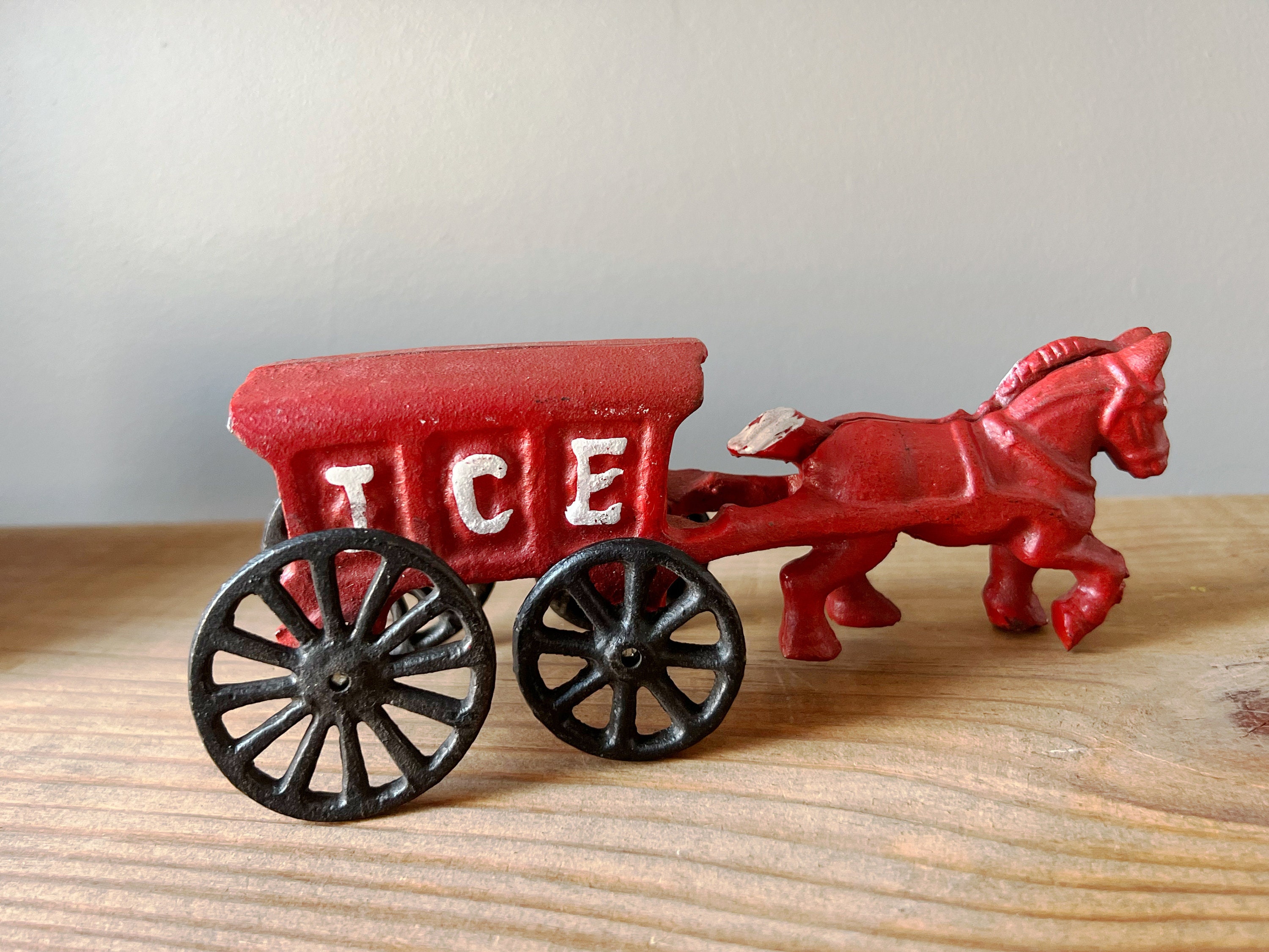 Vintage Cast Iron Red Ice Wagon - Etsy