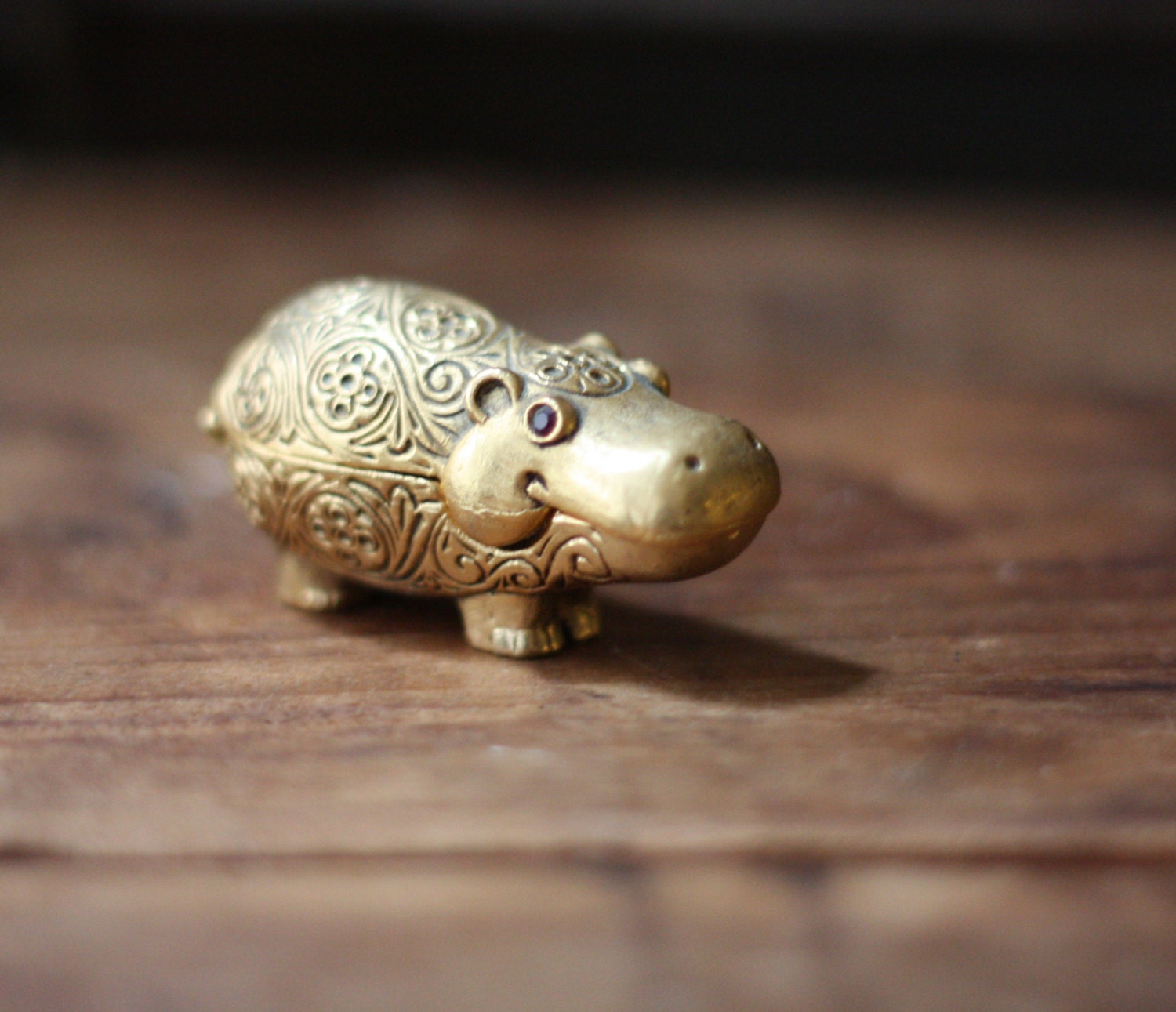 Rare Vintage Brass Hippo Shaped Max Factor Perfume Locket Pill Box ...
