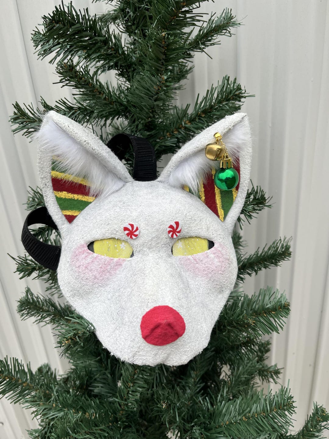 Therian/furry White Fox Christmas Mask - Etsy