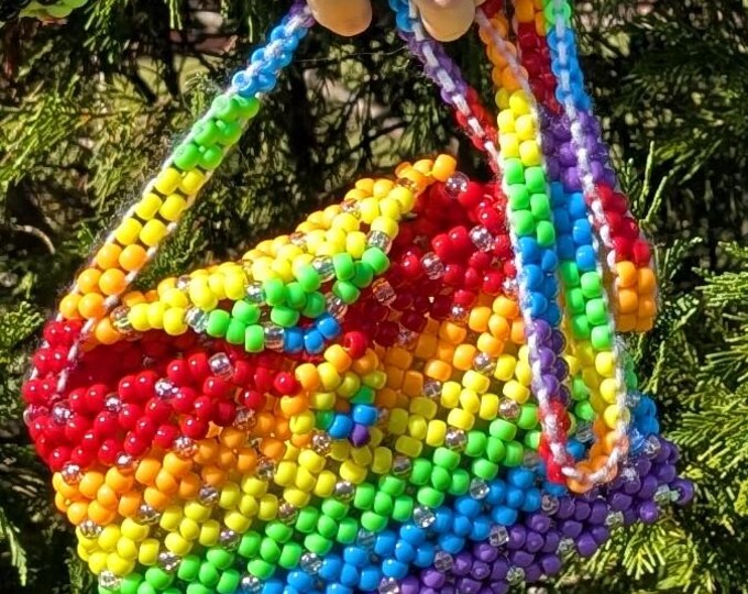 Rainbow Beaded Kandi Cross-body Bag - Etsy
