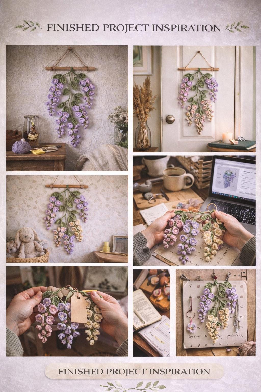 Wisteria Crochet Pattern | Crochet Wall Hanging Decor | Floral Nursery ...
