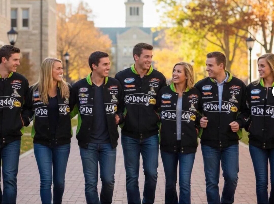 Vintage Godaddy NASCAR Racing Jacket | Neon Green Black Bomber Coat ...