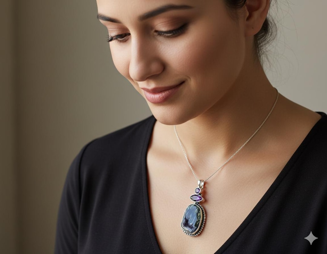 Agate Geode Slice Pendant Necklace - Crystal Druzy Statement Jewelry - Etsy