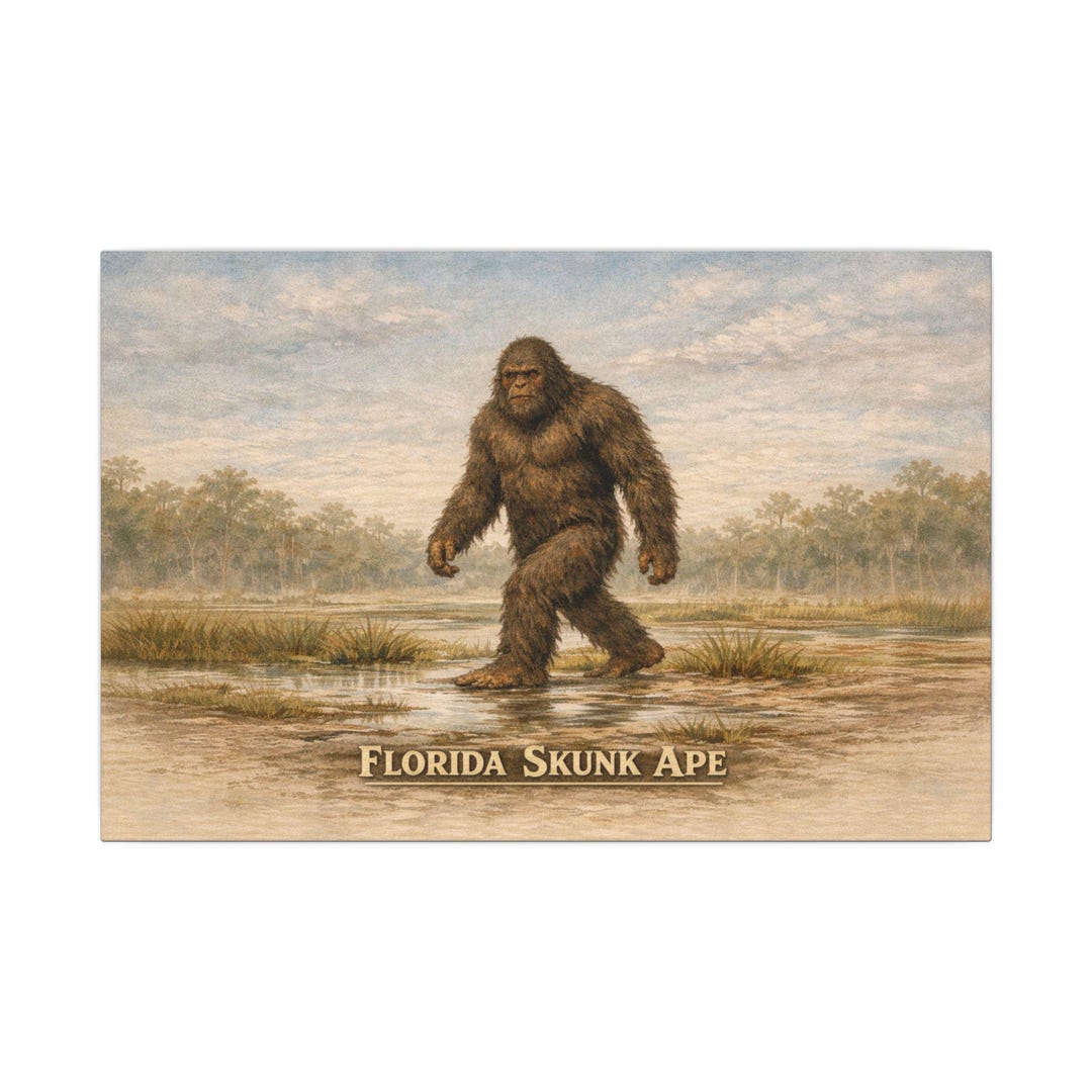 Florida Skunk Ape Illustration Canvas | Florida Cryptid Wall Art ...